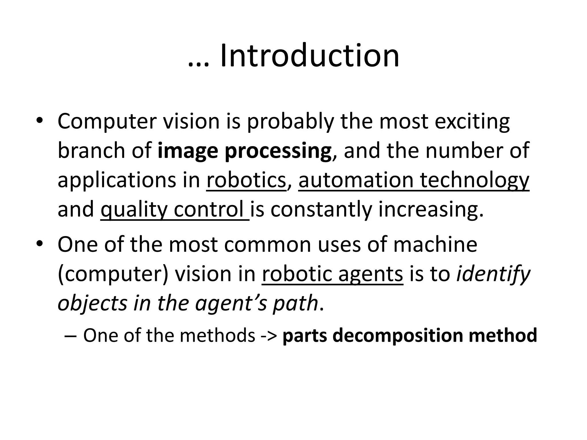 Computer vision and robotics | PPTX | 3-D Graphics | Computer Software and Applications
