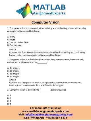 Computer vision (Matlab) | PPTX