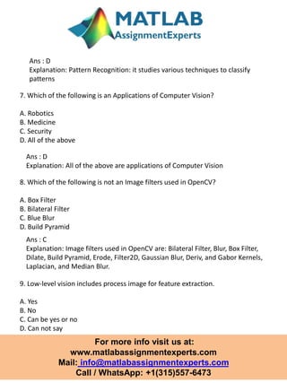 Computer vision (Matlab) | PPTX