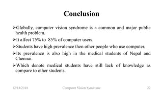 Computer vision syndrome (Digital eyestrain) | PPTX