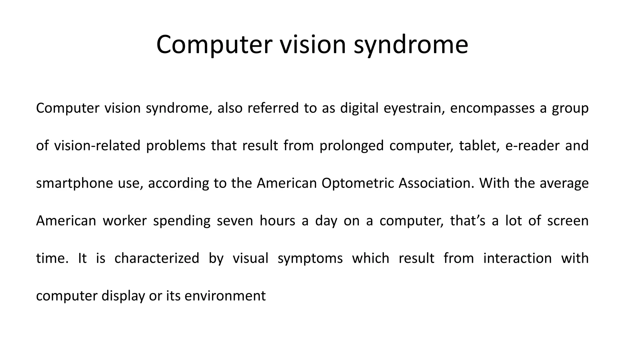 Computer vision syndrome | PPT