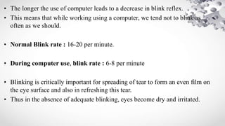 COMPUTER VISION SYNDROME.pptx Information about CVS | PPTX