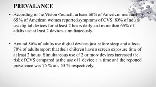 COMPUTER VISION SYNDROME.pptx Information about CVS | PPTX