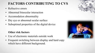 COMPUTER VISION SYNDROME.pptx Information about CVS | PPTX