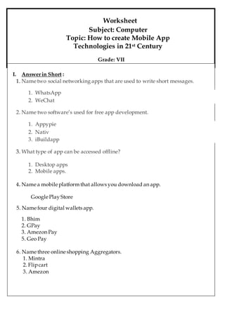 Computer worksheet | DOCX