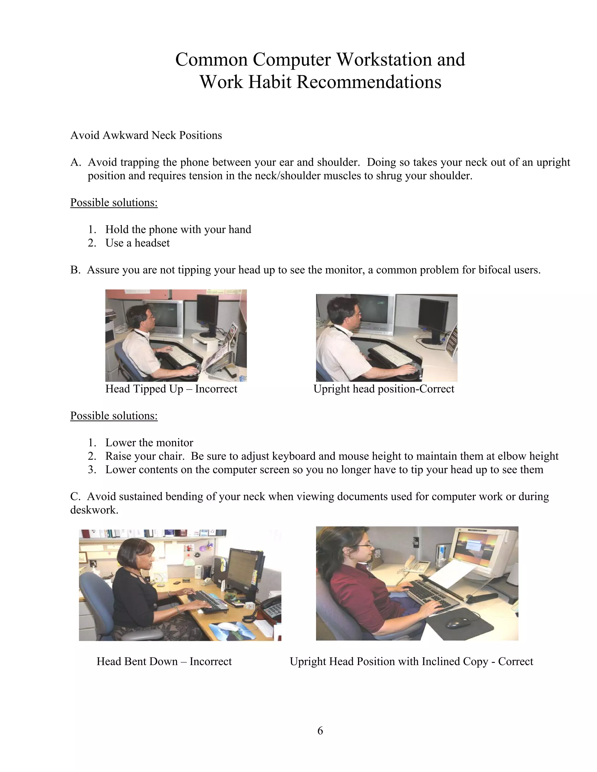 Computer Workstation Ergonomics | PDF