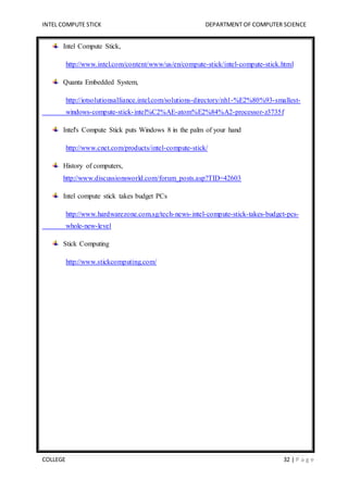 Intel Compute stick documentation | PDF