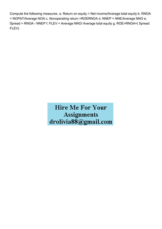 Compute the following measures a Return on equity Net in.pdf