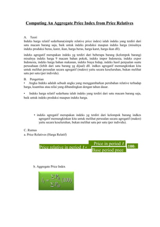 Statistics Computing an Aggregate Price Index from Price Relatives | PPT