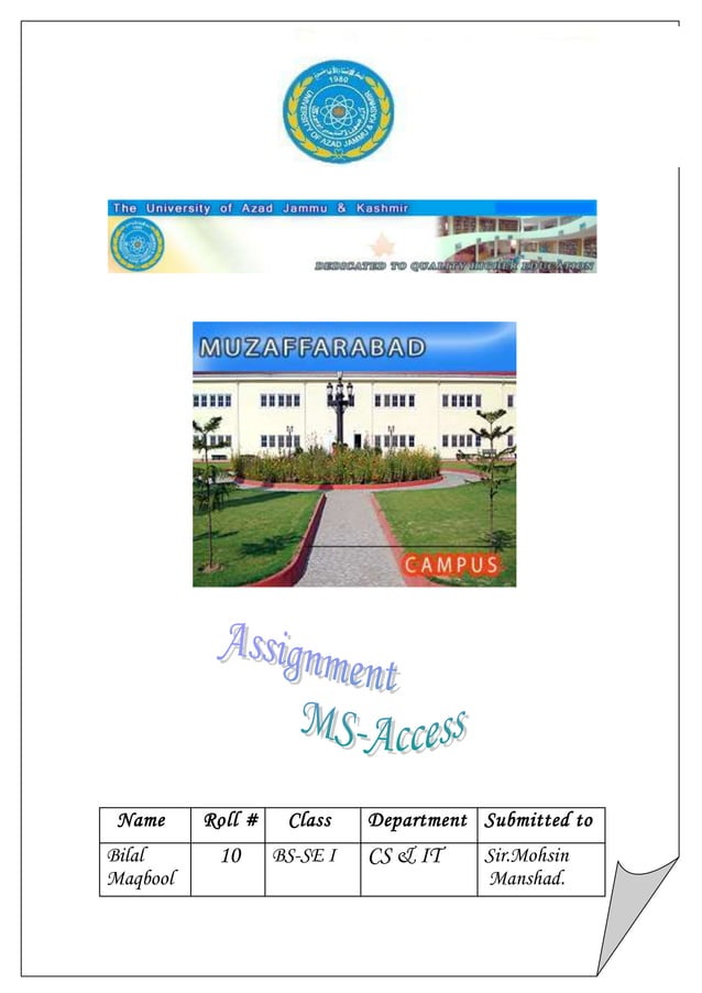 Computing assignment 02 ms access (bilal maqbool 10) se-i | PDF