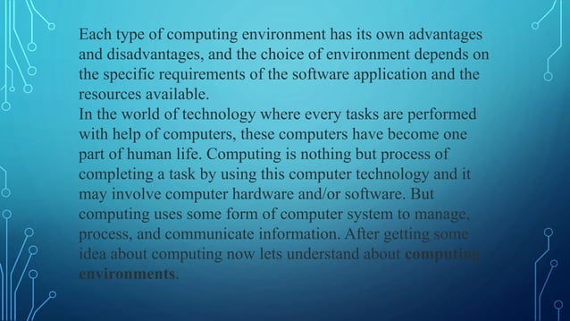 Computing Environments.pptx | Operating Systems | Computer Software and Applications