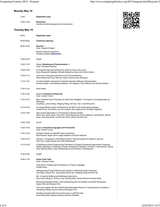 Computing frontiers 2015 Program | PDF