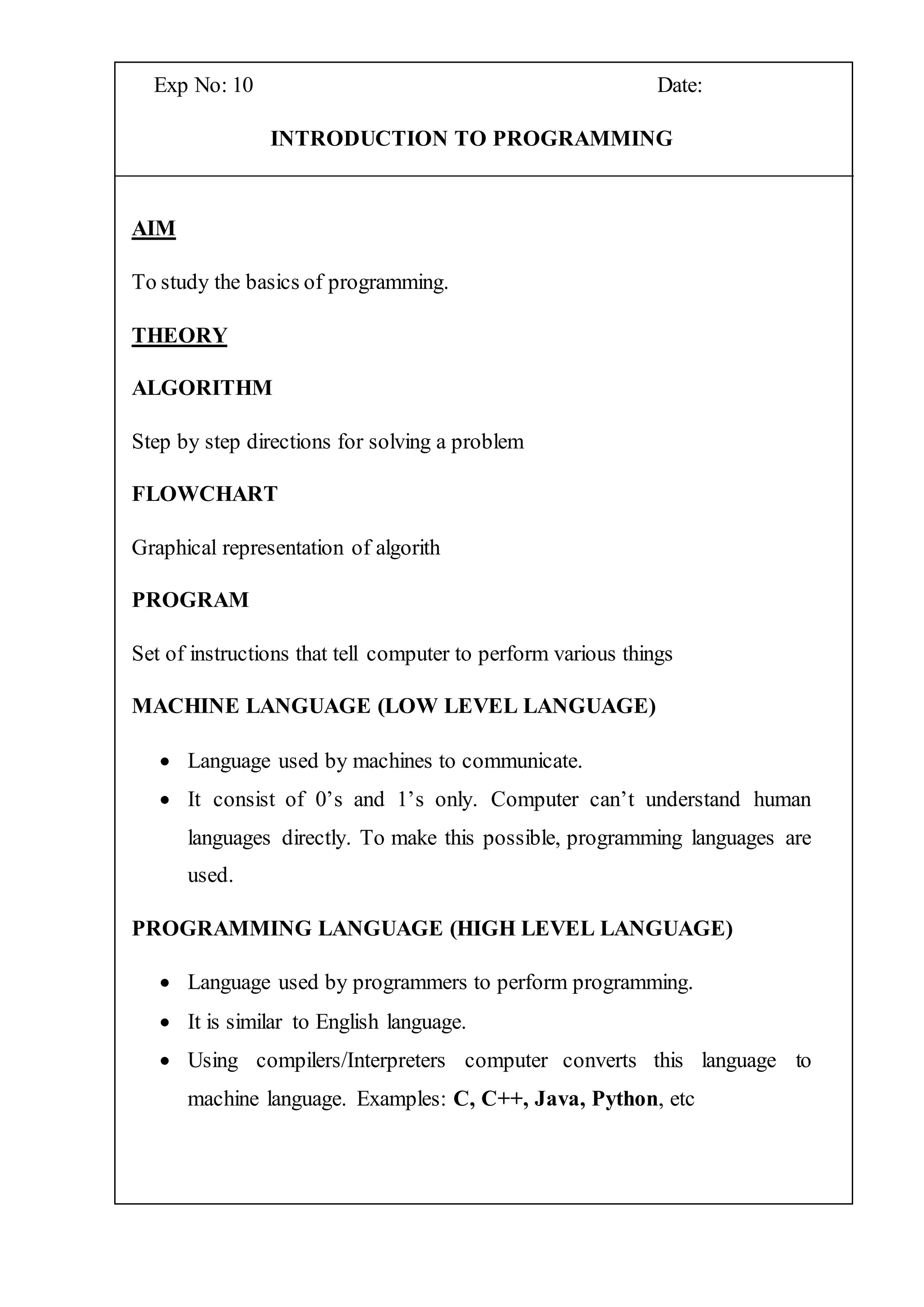 Computing fundamentals lab record - Polytechnics | DOCX