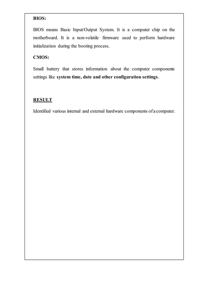 Computing fundamentals lab record - Polytechnics | DOCX | Computer Peripherals | Computing