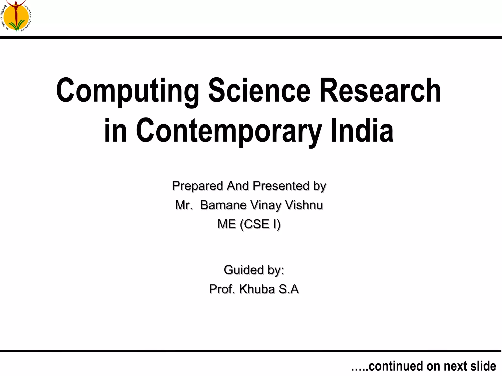 Computing science research | PPT
