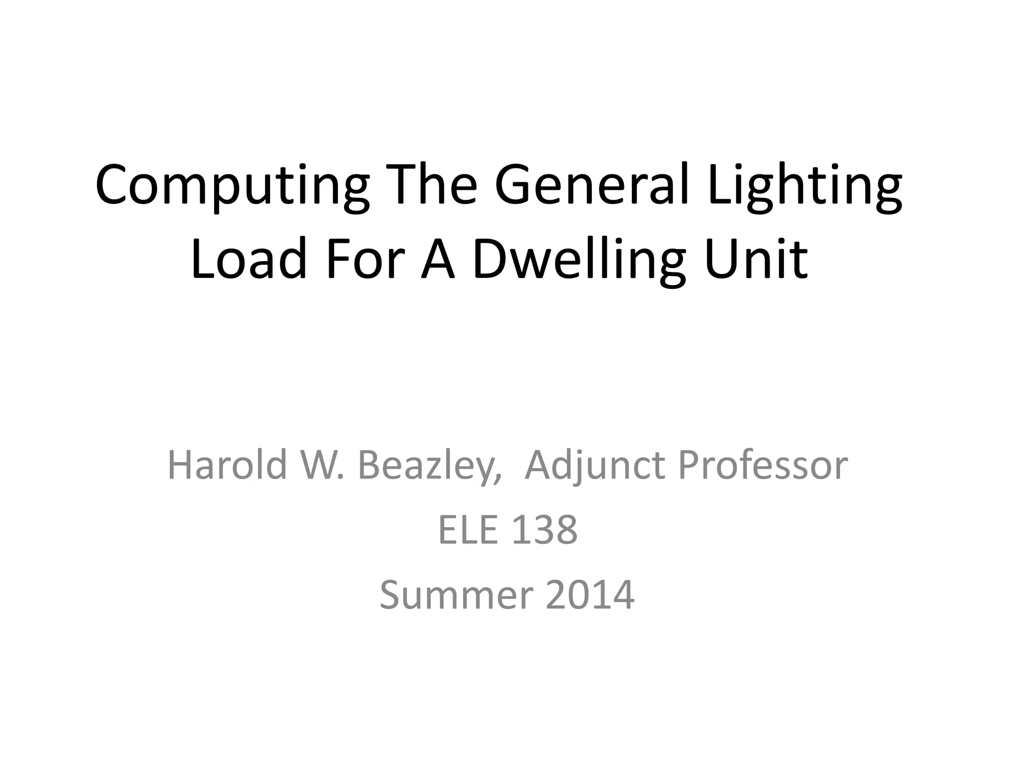 Computing the general lighting load for a dwelling | PPTX