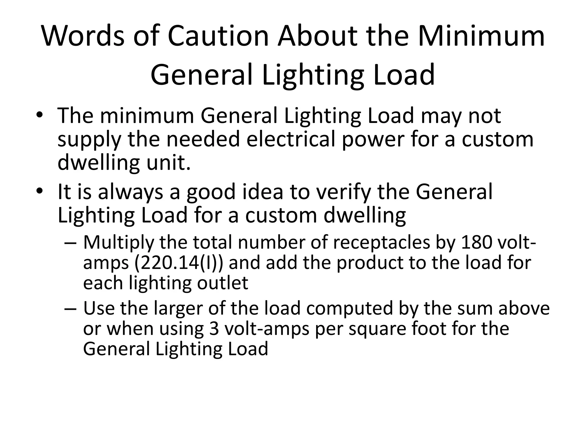 Computing the general lighting load for a dwelling | PPTX