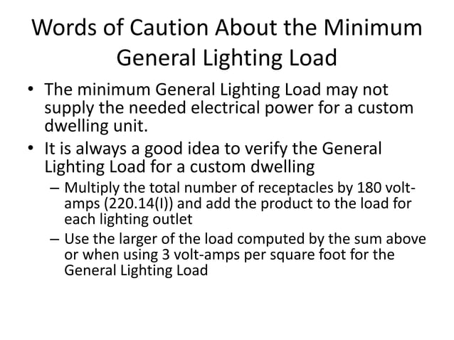 Computing the general lighting load for a dwelling | PPTX
