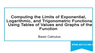 Computing the Limits of Exponential, Logarithmic, and Trigonometric functions Using tables of ...