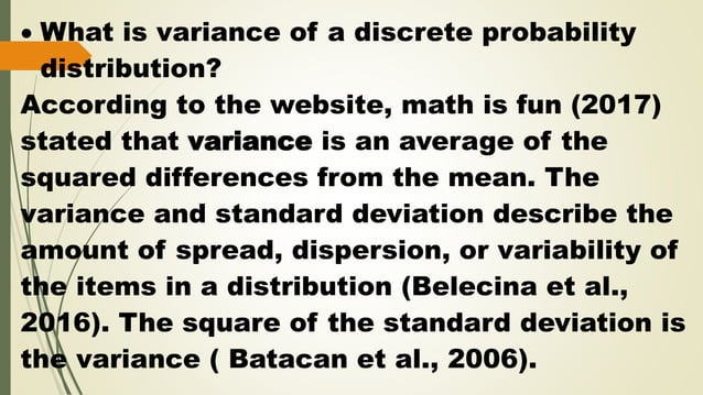 Computing the Variance of a Discrete Probability Distribution.pptx | Computing | Technology ...