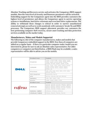 Computrace Laptop Security Solutions | PDF
