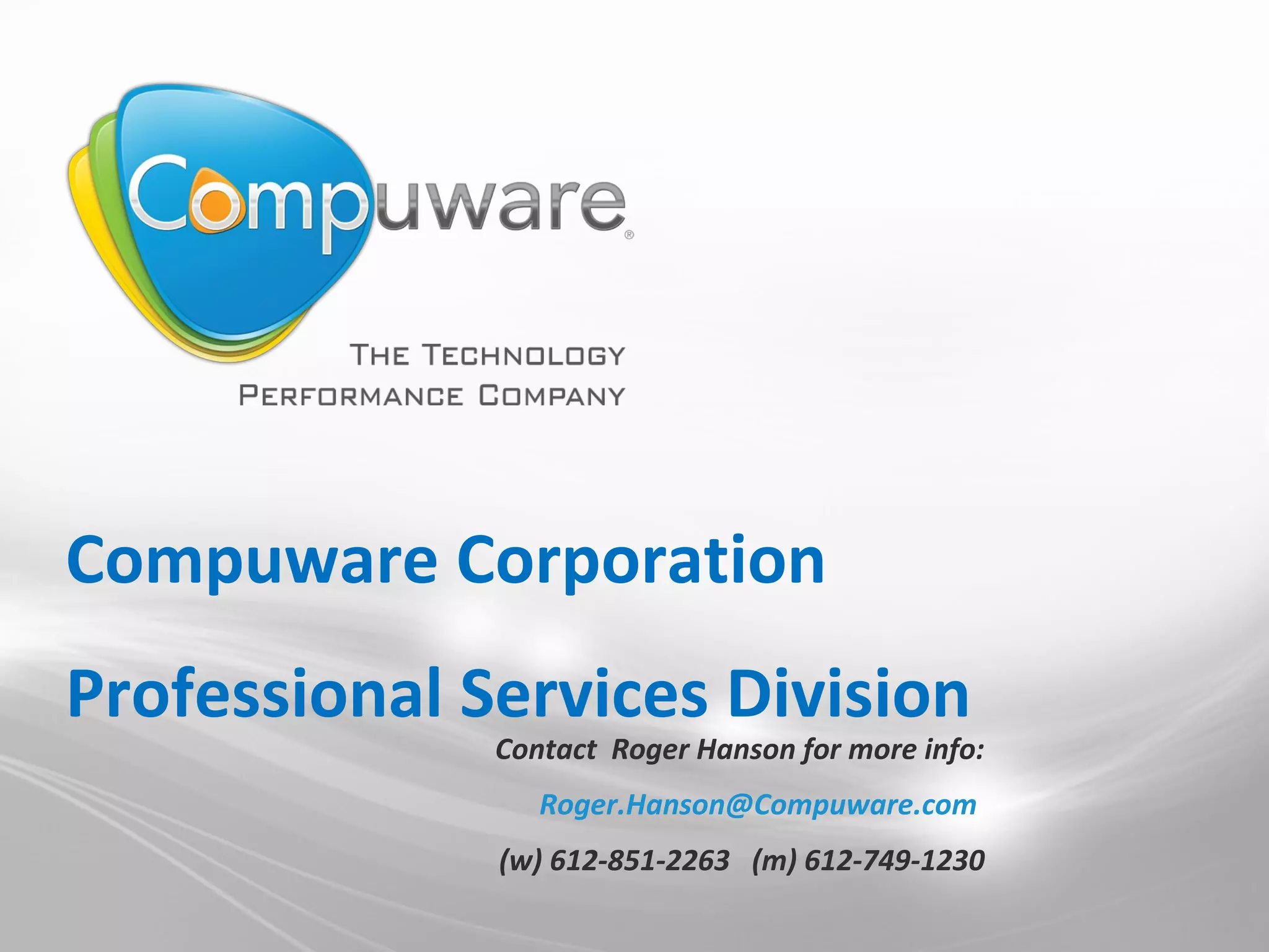 Compuware Professional Services Overview | PPT