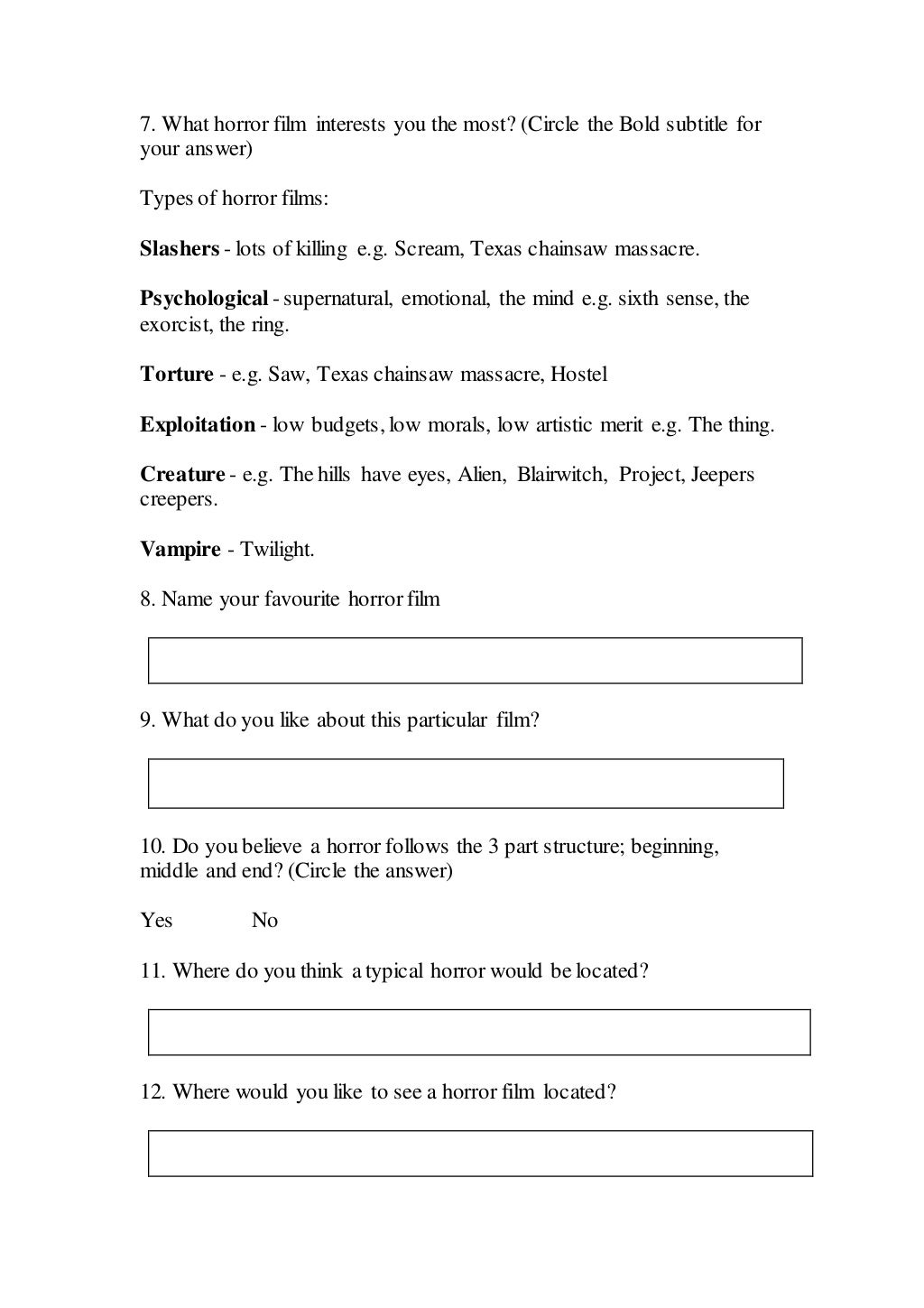 Horror Genre Questionnaire horror-genre-questionnaire