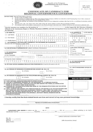 Guidelines for Filing of Candidacy | PDF