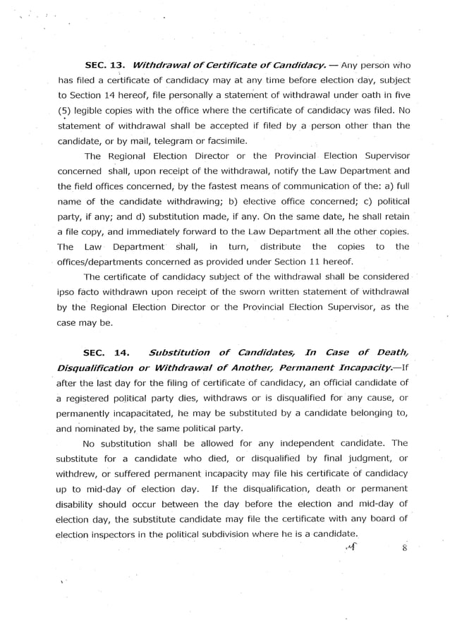 Guidelines for Filing of Candidacy | PDF