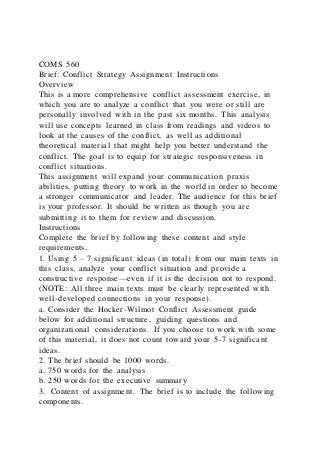 COMS 560Brief Conflict Strategy Assignment InstructionsOvervi | DOCX