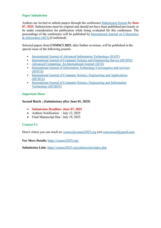4th International Conference on Computer Science and Information Technology (COMSCI 2025) | PDF