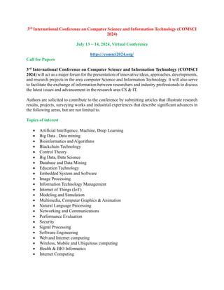 3rd International Conference on Computer Science and Information Technology (COMSCI 2024) | PDF