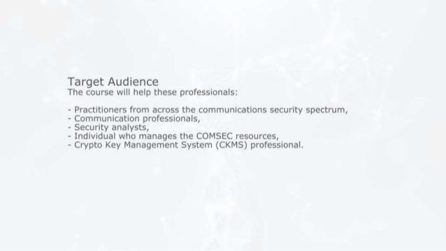 COMSEC (Communications Security), COMSEC Fundamentals Training Course ...