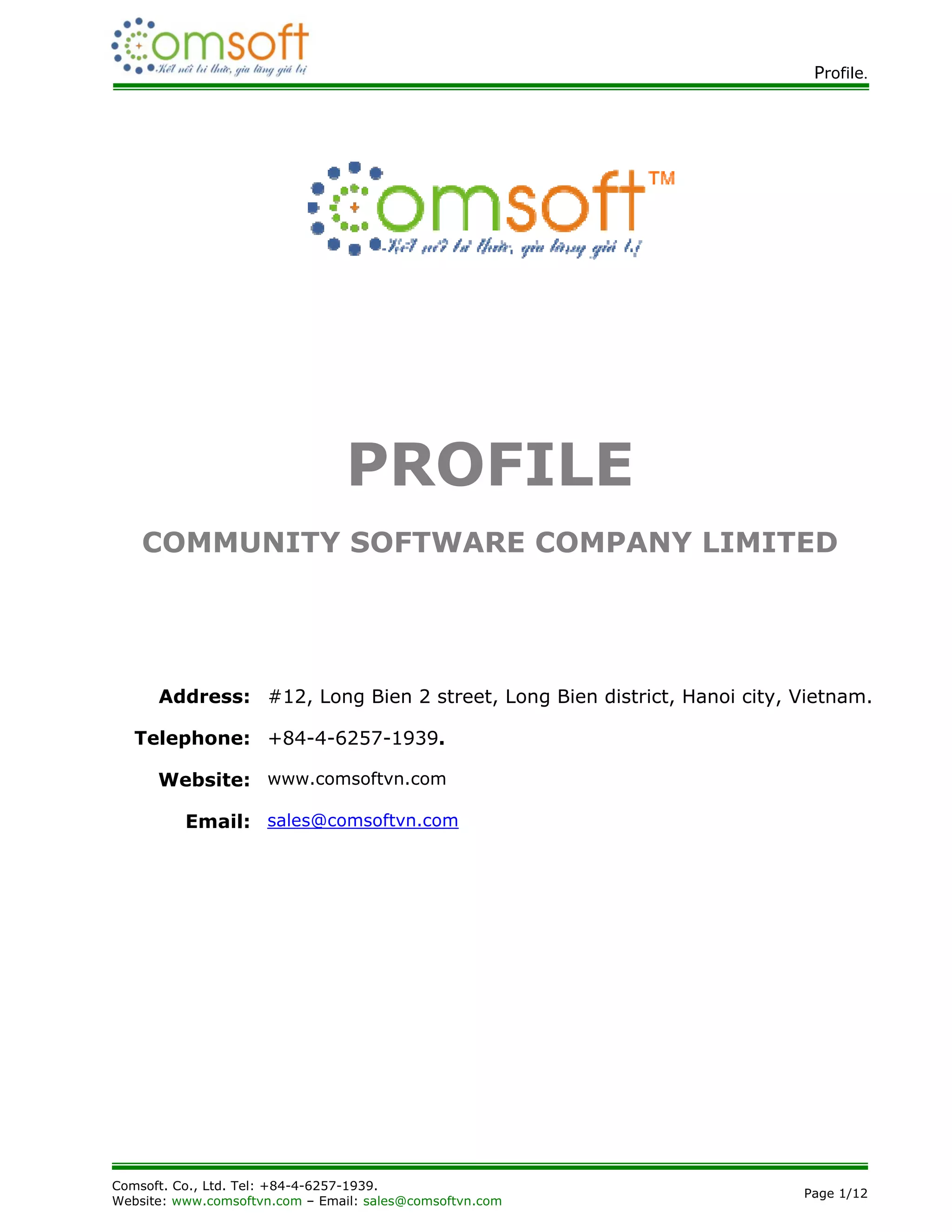 Comsoft brief profile - English version. | PDF