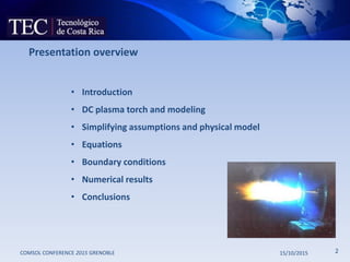 Modelling a DC Plasma torch with comsol | PDF