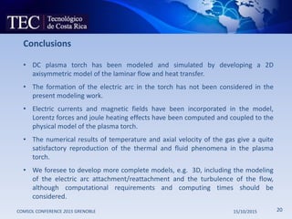 Modelling a DC Plasma torch with comsol | PPT