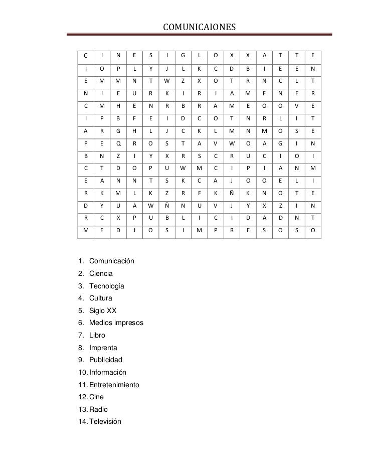 Comunicaciones SOPA DE LETRAS
