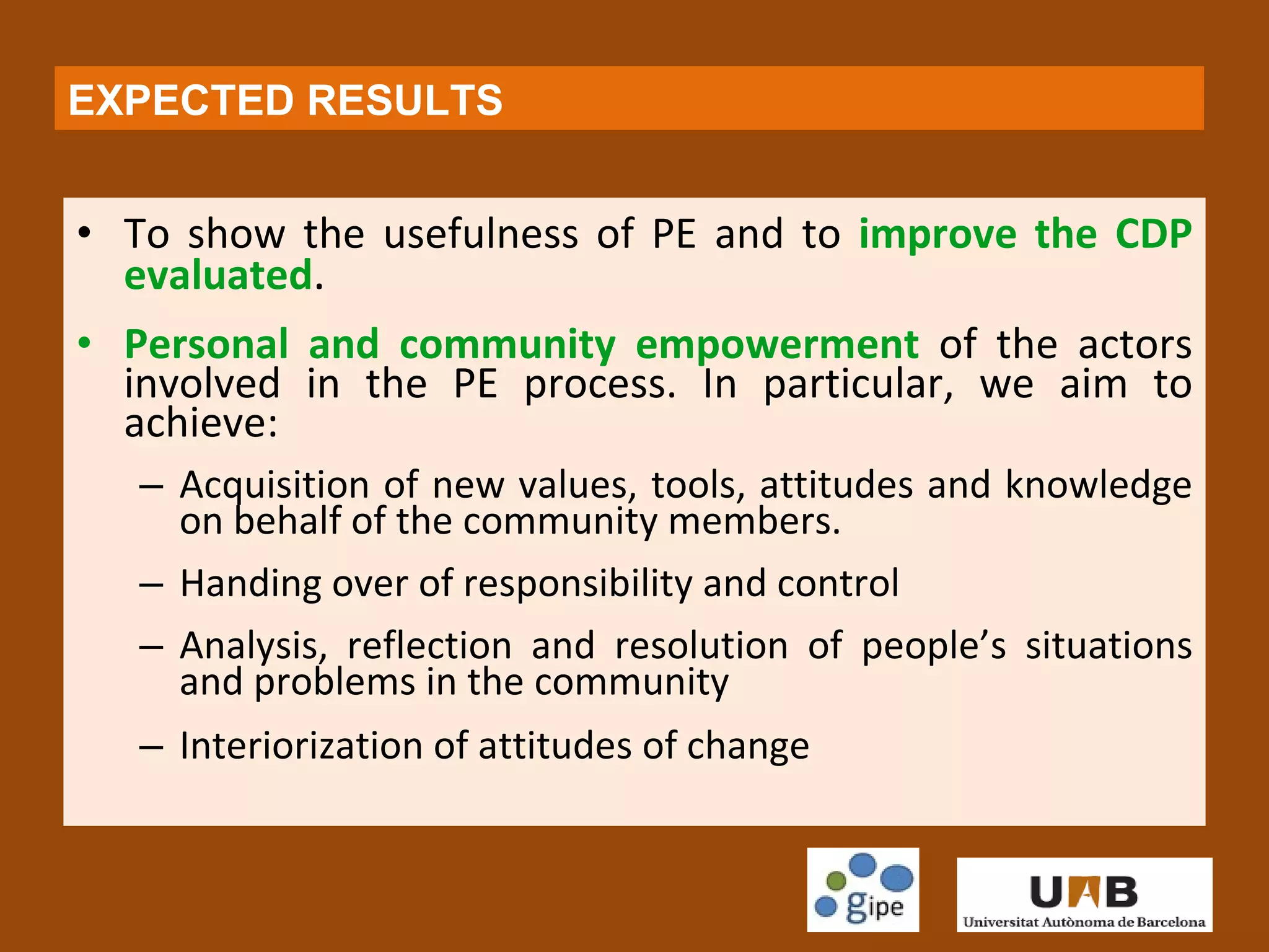 Participatory evaluation: a method to empower communities | PPT