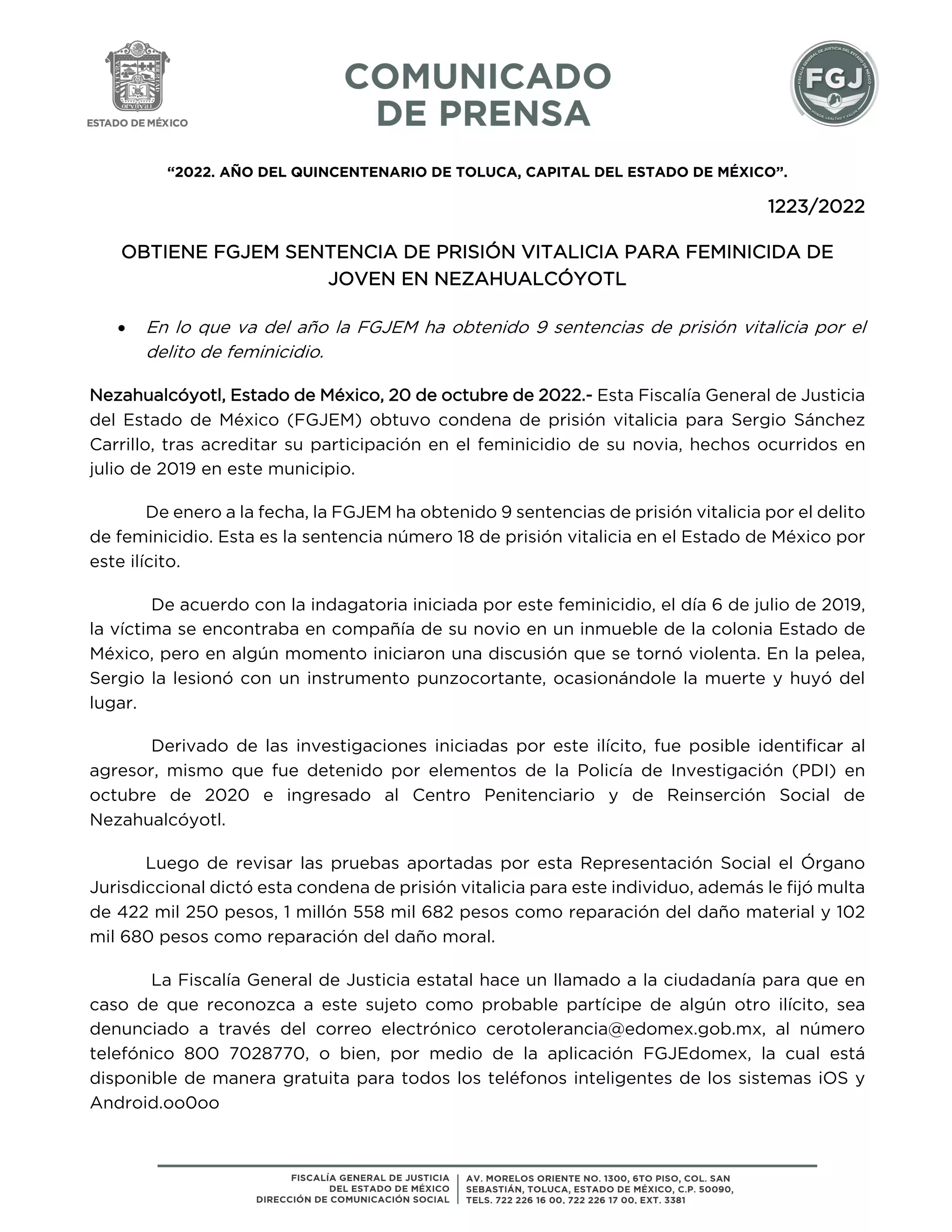 COMUNICADO 1223-2022 | PDF