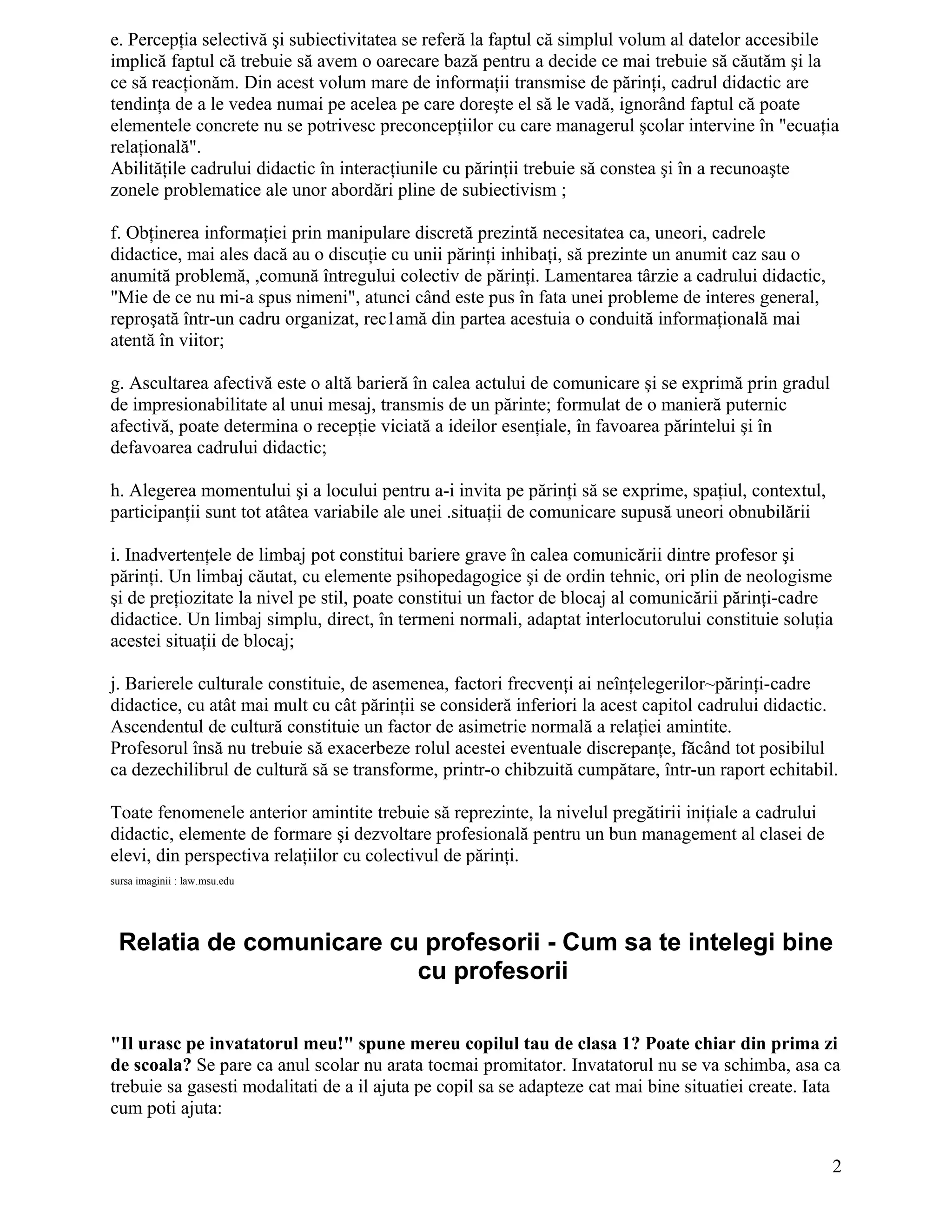 Comunicarea cu parintii | DOC