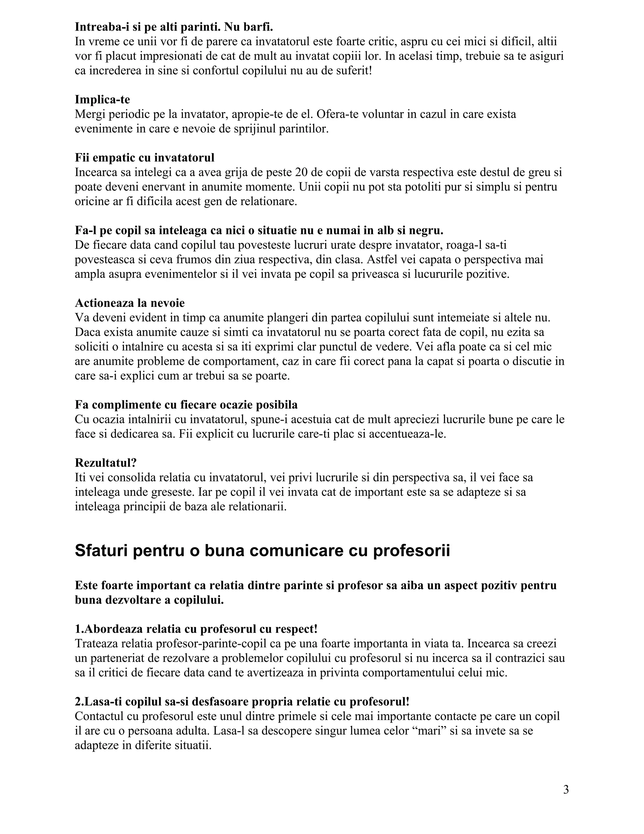 Comunicarea cu parintii | DOC
