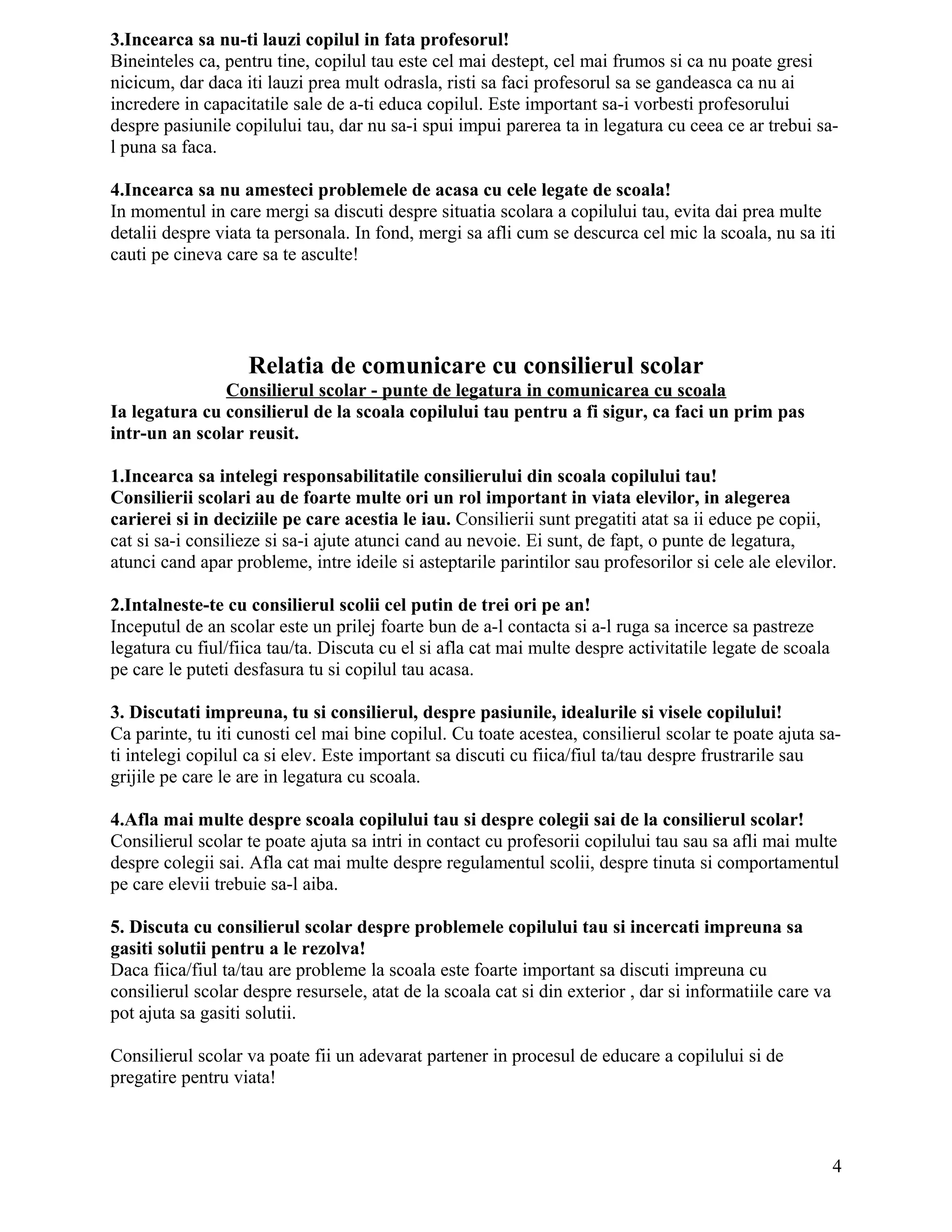 Comunicarea cu parintii | DOC