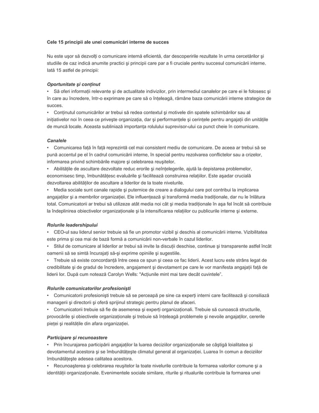Comunicarea interna | PDF