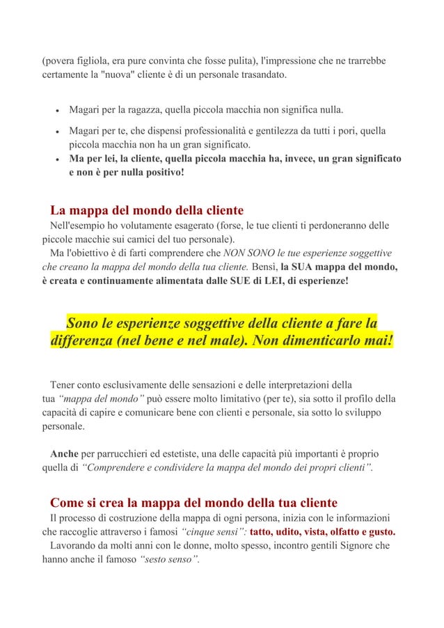 Comunicare in salone: i canali percettivi dei clienti! | PDF