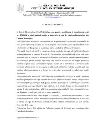 Comunicat de presa adoptare modificari lege 273 | PDF