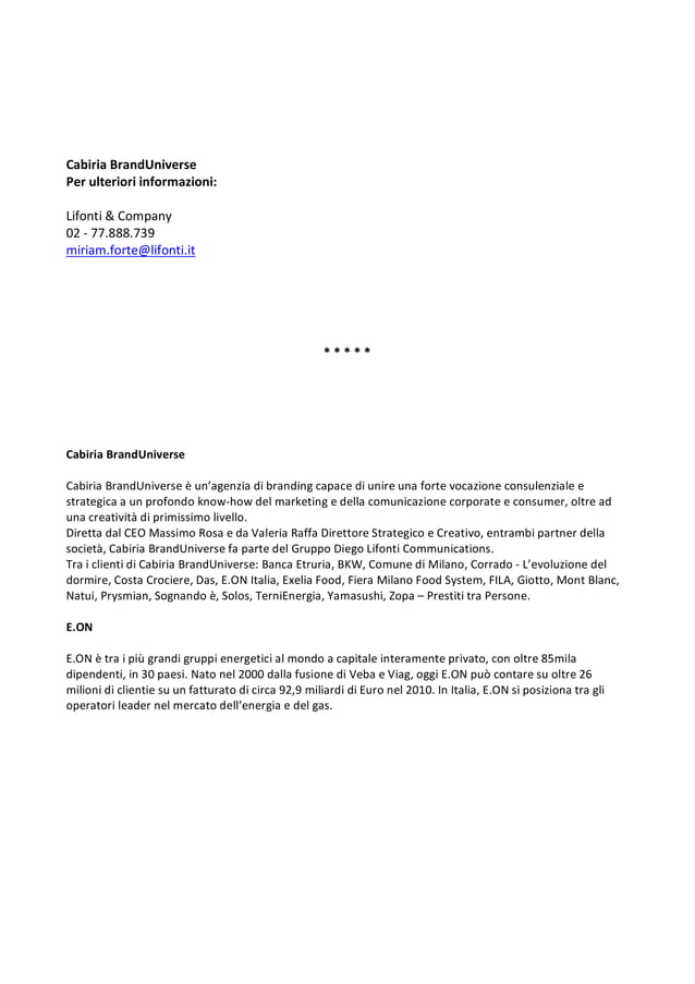 Comunicato Eon Luce Smart Camp