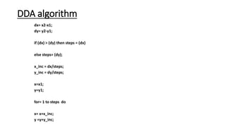 Comuter graphics dda algorithm | PPTX | Graphics Software | Computer Software and Applications
