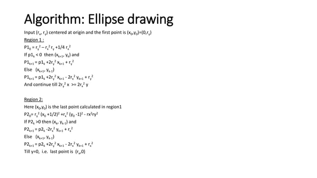 Comuter graphics ellipse drawing algorithm