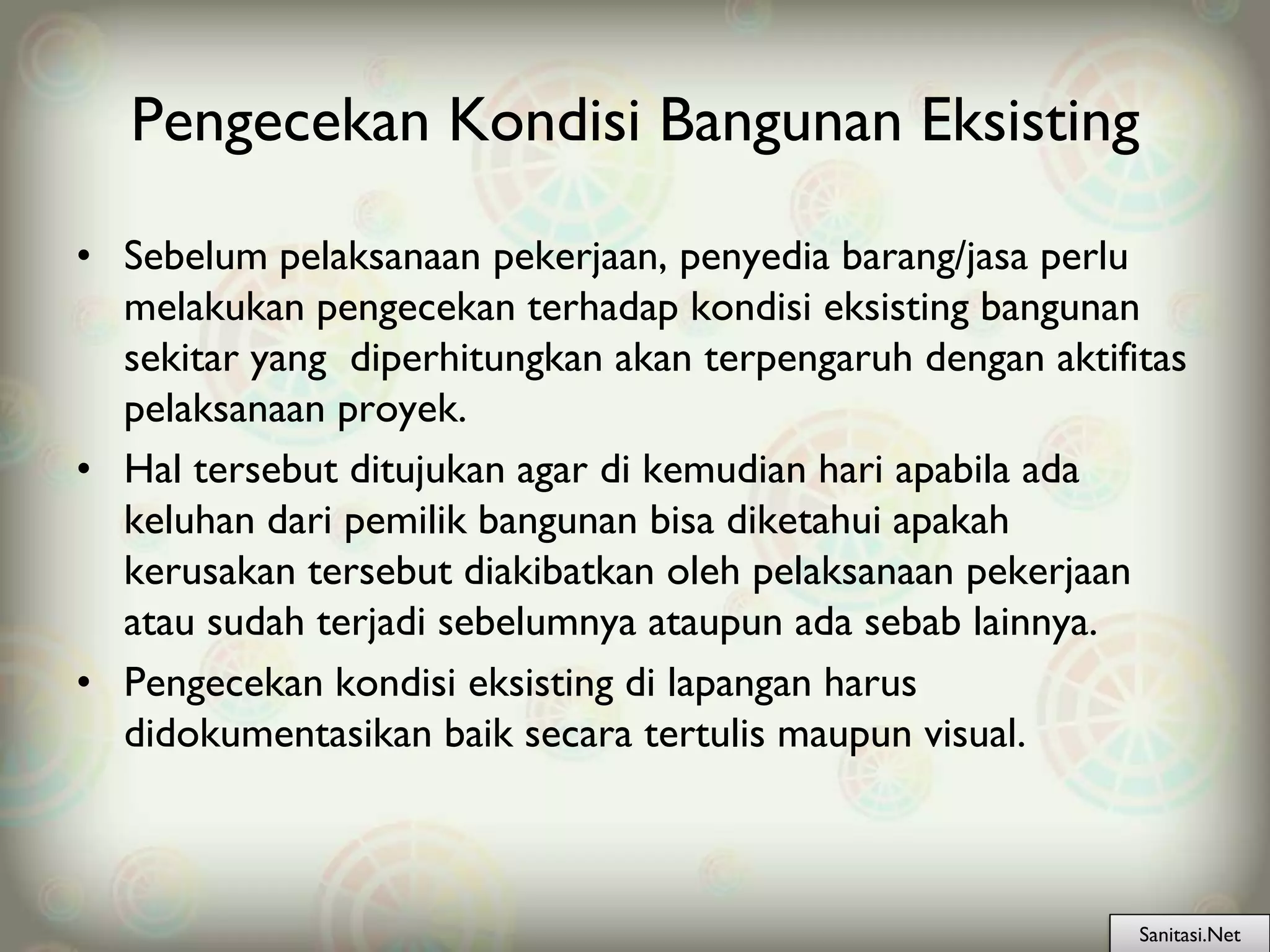 Tahap Pra Konstruksi - Pekerjaan Pengecekan dan Pengujian | PDF
