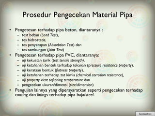 Tahap Konstruksi SPAL Unit Pengumpulan, Material dan Pengujian Pipa | PDF